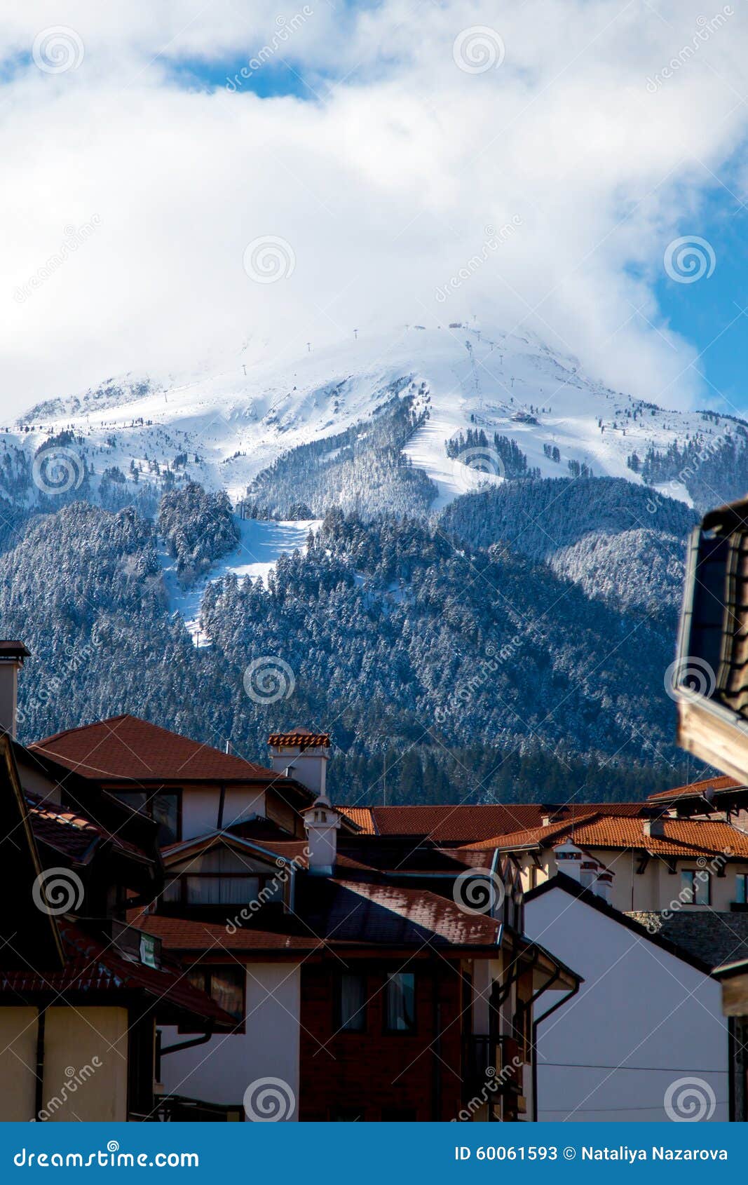 View of Ski Area in Bansko from the Town Stock Image - Image of trees ...
