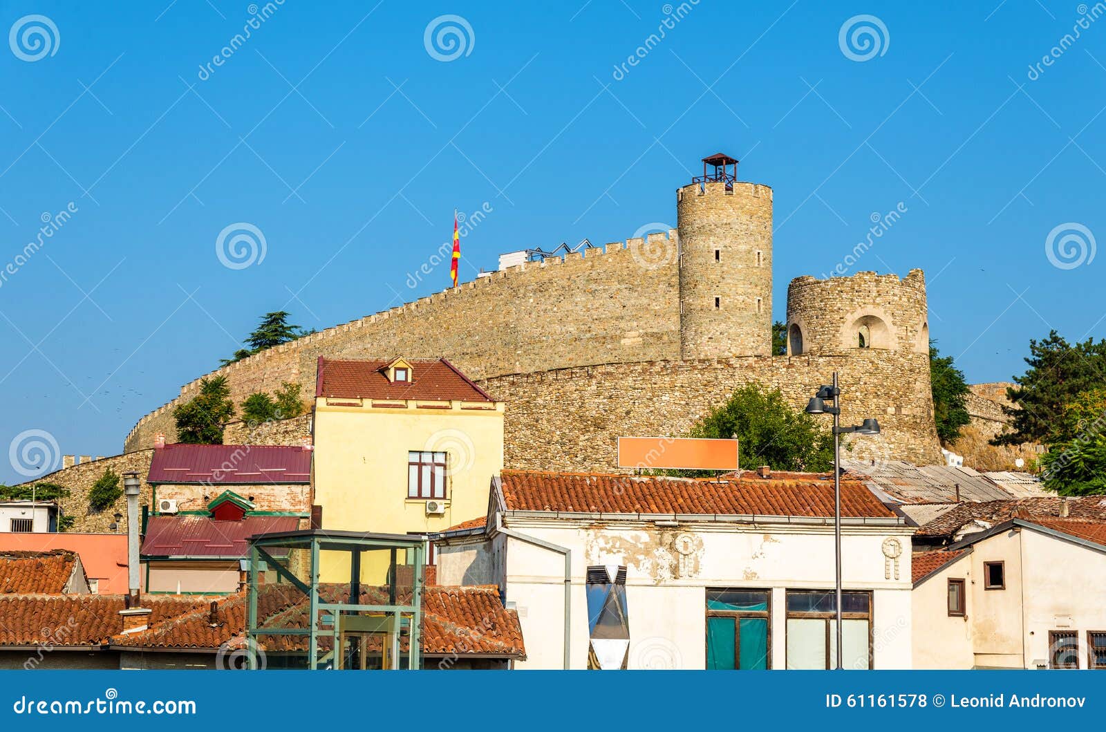 View of the Skopje Fortress Stock Photo - Image of masonry, crescent ...