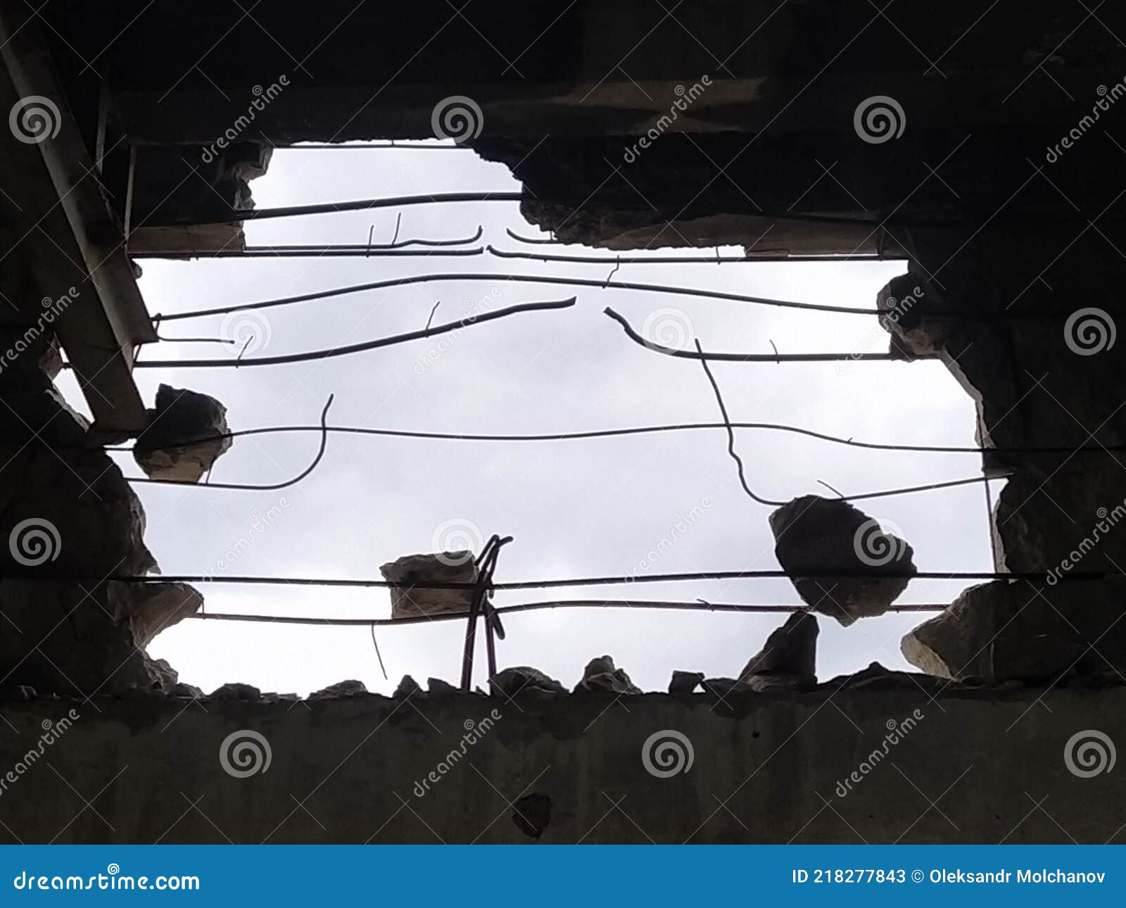 View of the Sky through a Hole in the Building at the Site of the ...