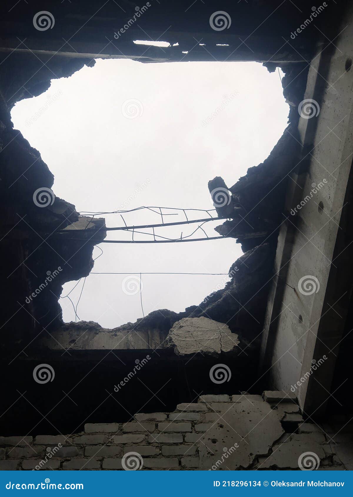 View of the Sky through a Hole in the Building at the Site of the ...