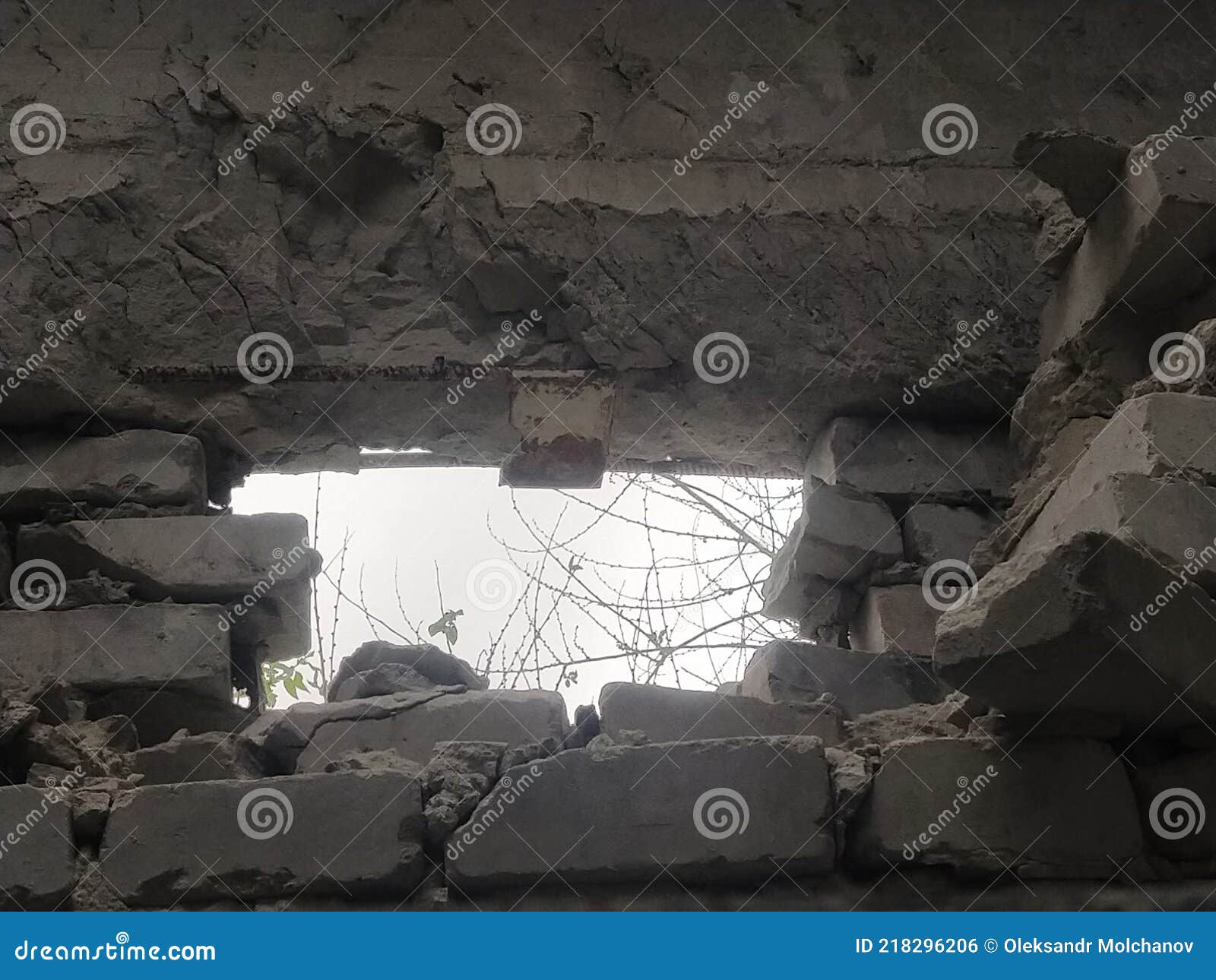View of the Sky through a Hole in the Building at the Site of the ...