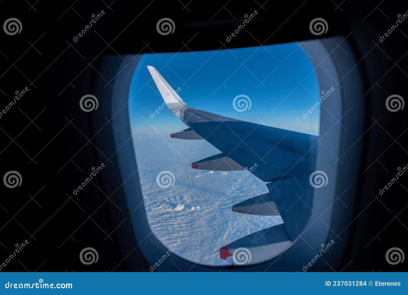 View of the Sky from Inside an Airplane in Flight. Stock Photo - Image ...