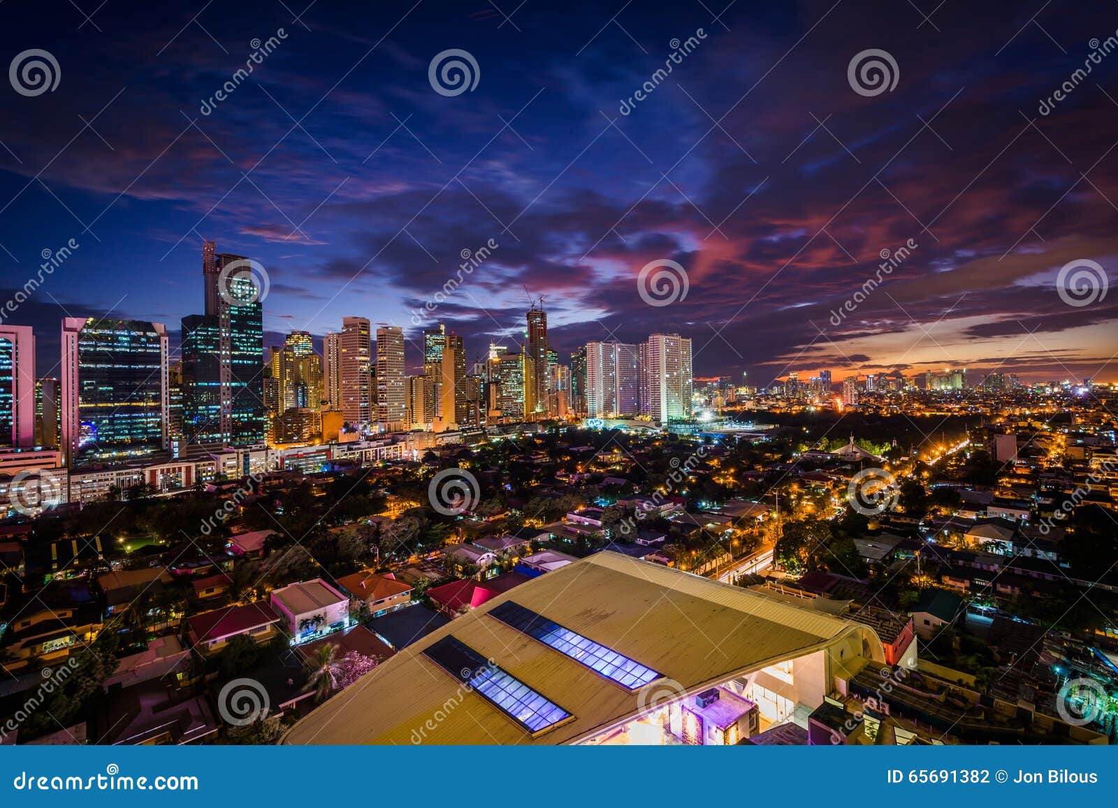 View of the Skyline of Makati at Night, in Metro Manila, the Phi Stock ...