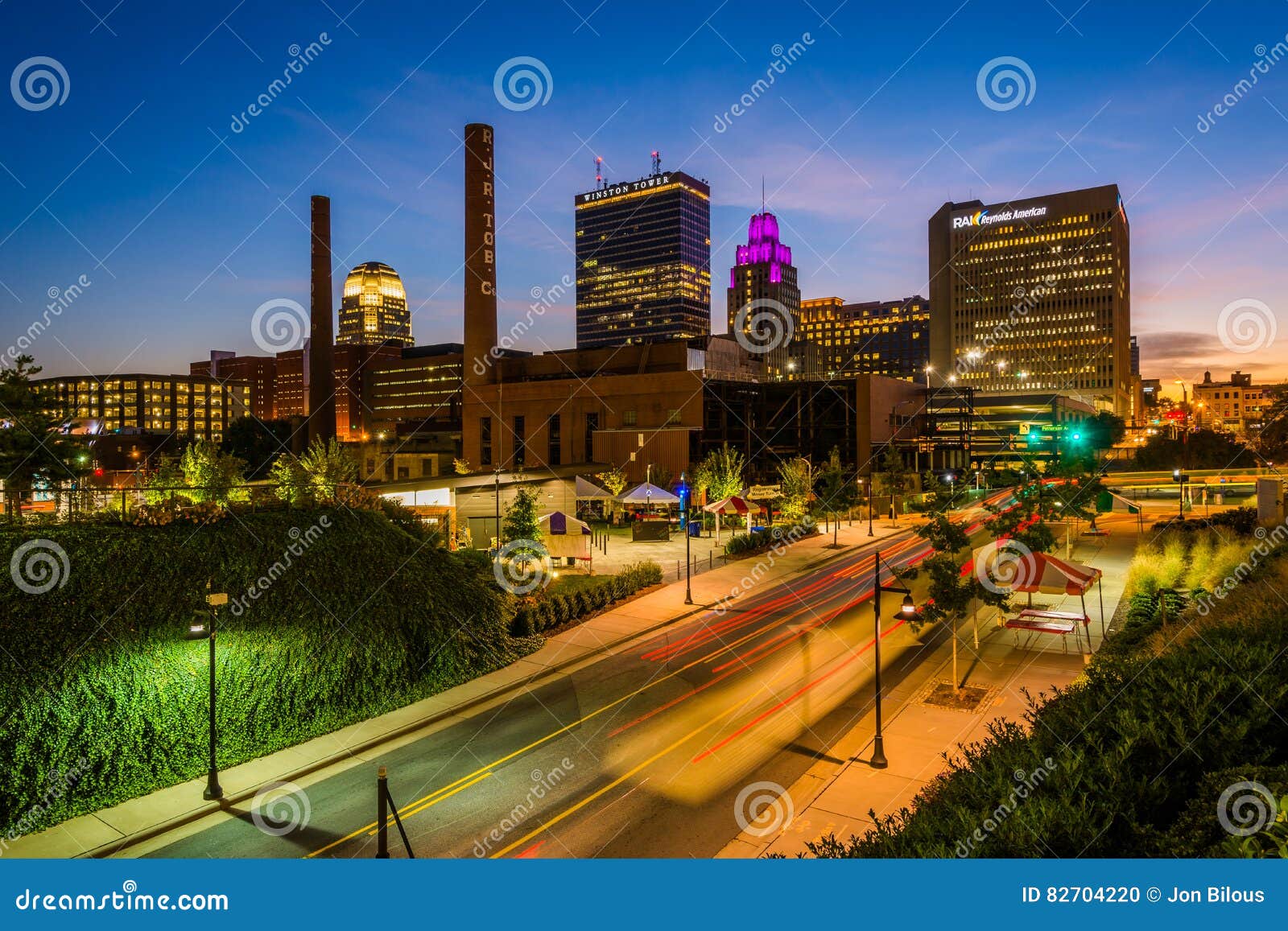View of the Skyline at Night, in Winston-Salem, North Carolina ...