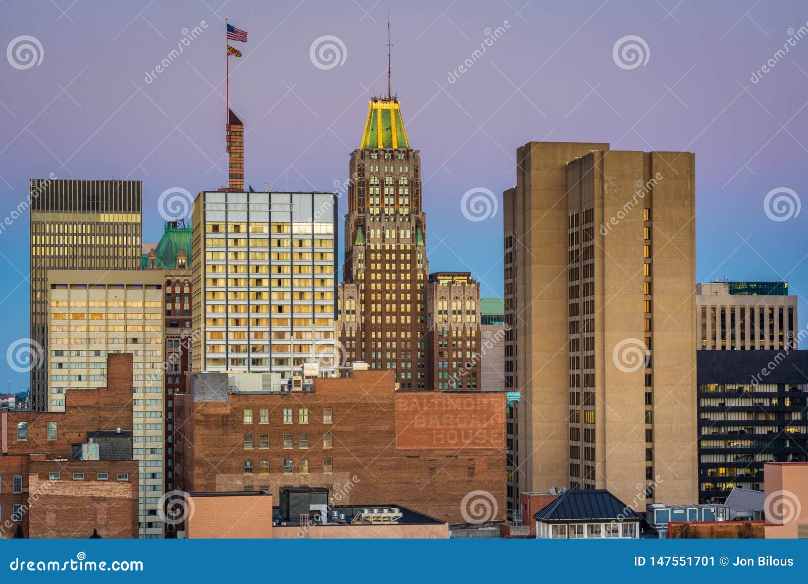 View of the Skyline at Sunset, in Baltimore, Maryland Editorial Photo ...