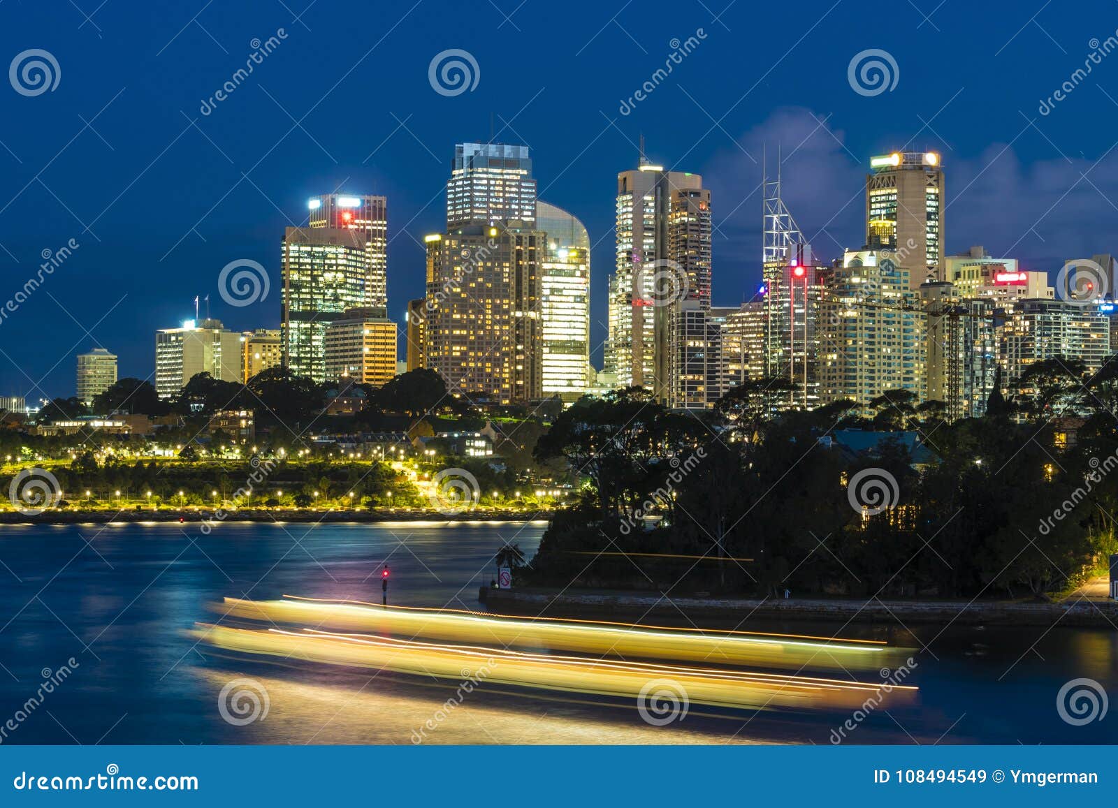 Skyline of Sydney CBD at Night Stock Image - Image of sydney, office ...
