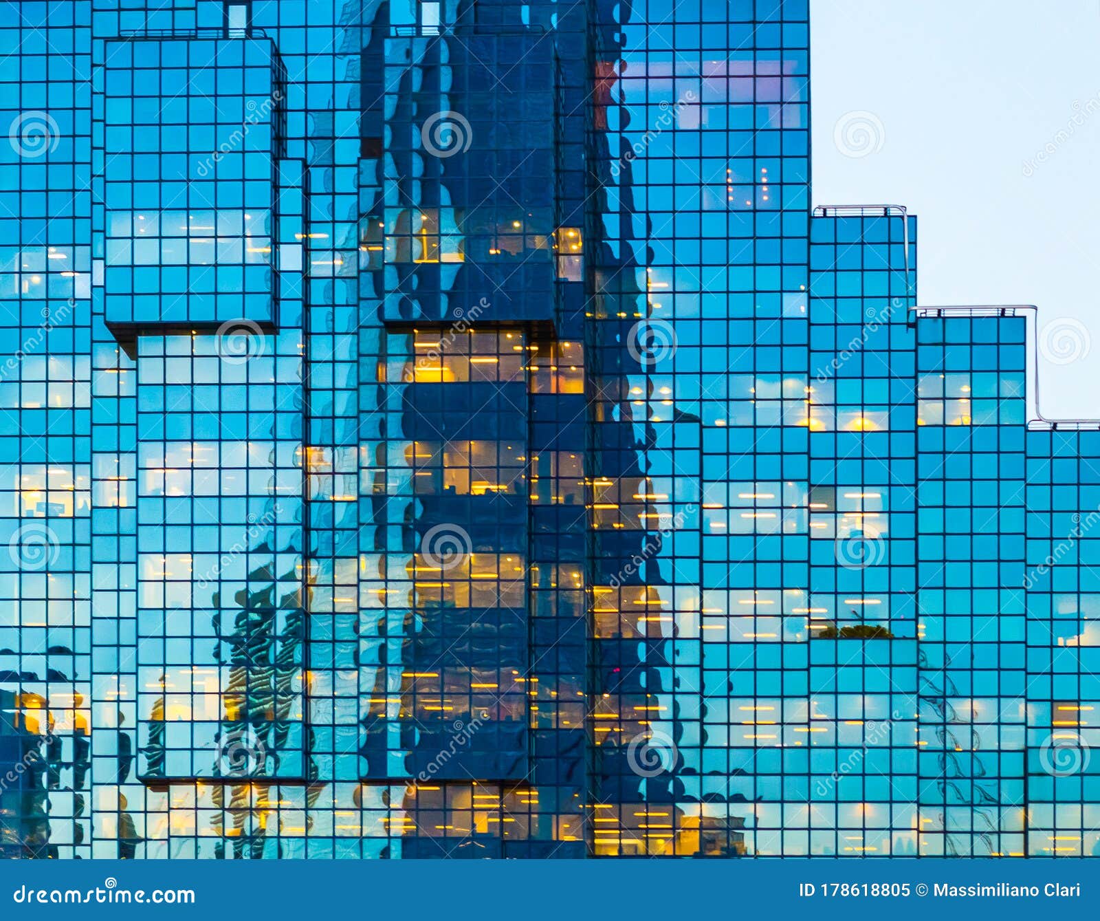 View Skyscraper Reflective Glassy Walls and Windows Background. Modern ...