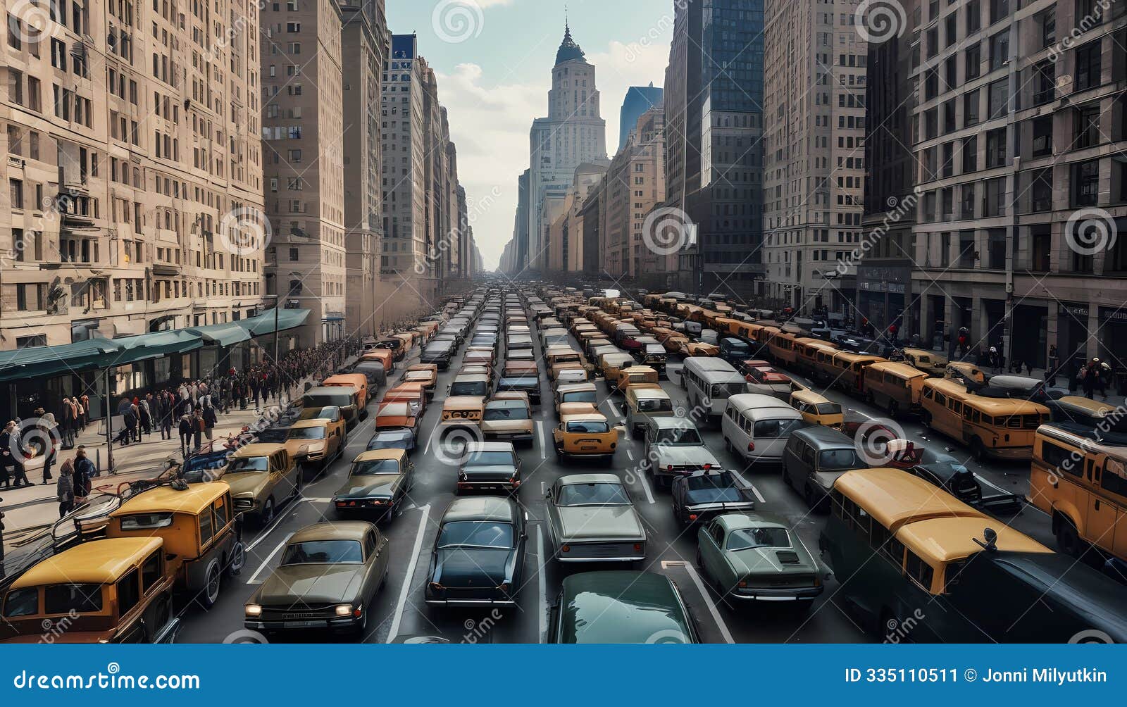 Traffic Jams In The City At Sunset From Cars Idling In Smog And ...
