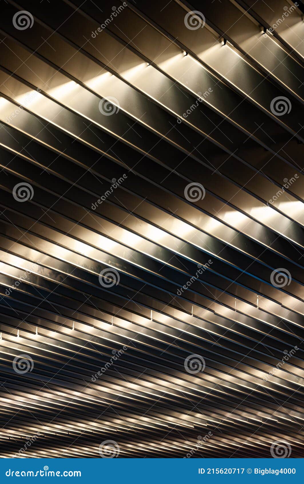 View of the Slatted Ceiling Structures with Lamps Inside. Stock Image ...