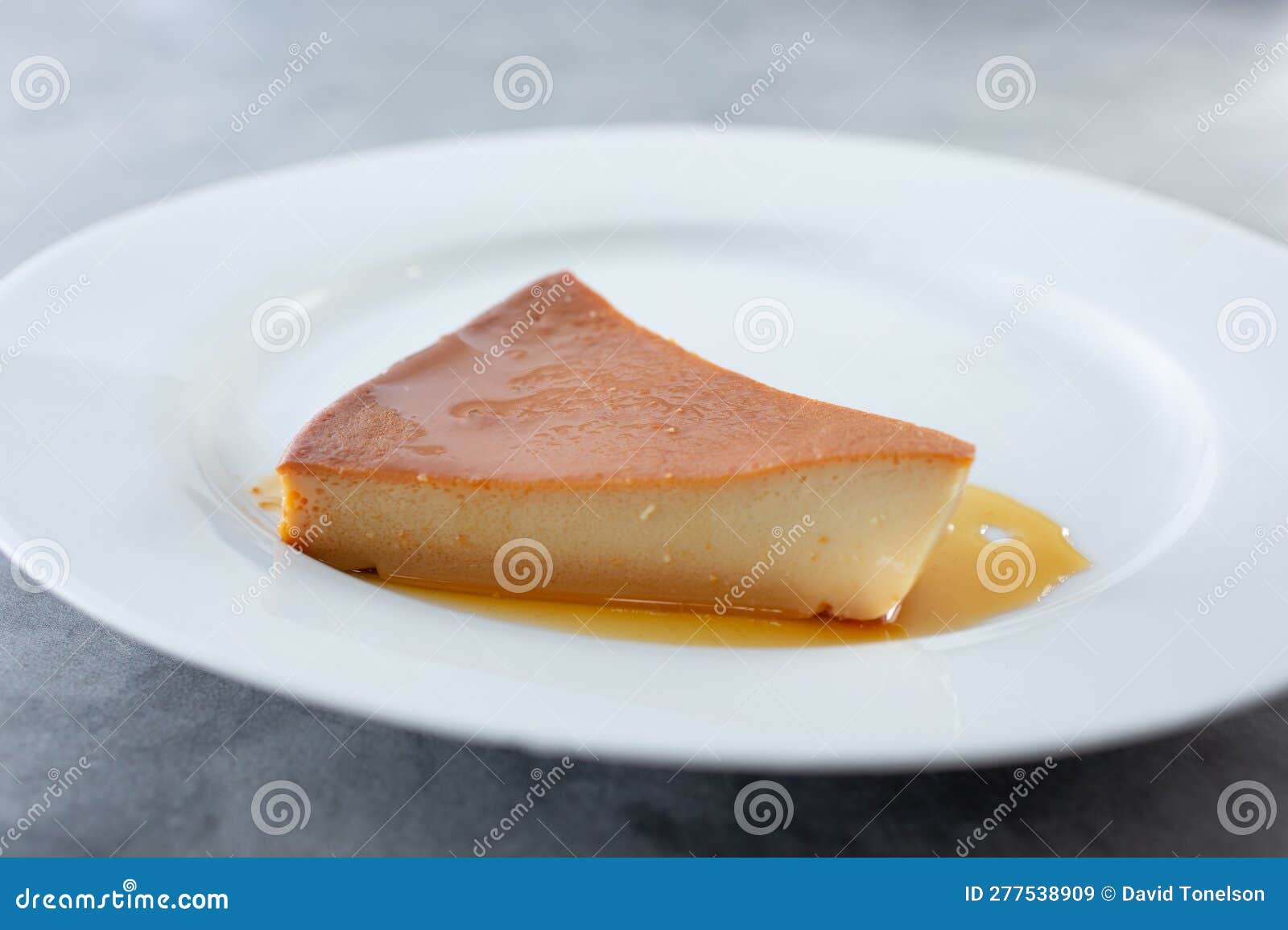 Plate of flan slice stock image. Image of mexican, latin - 277538909