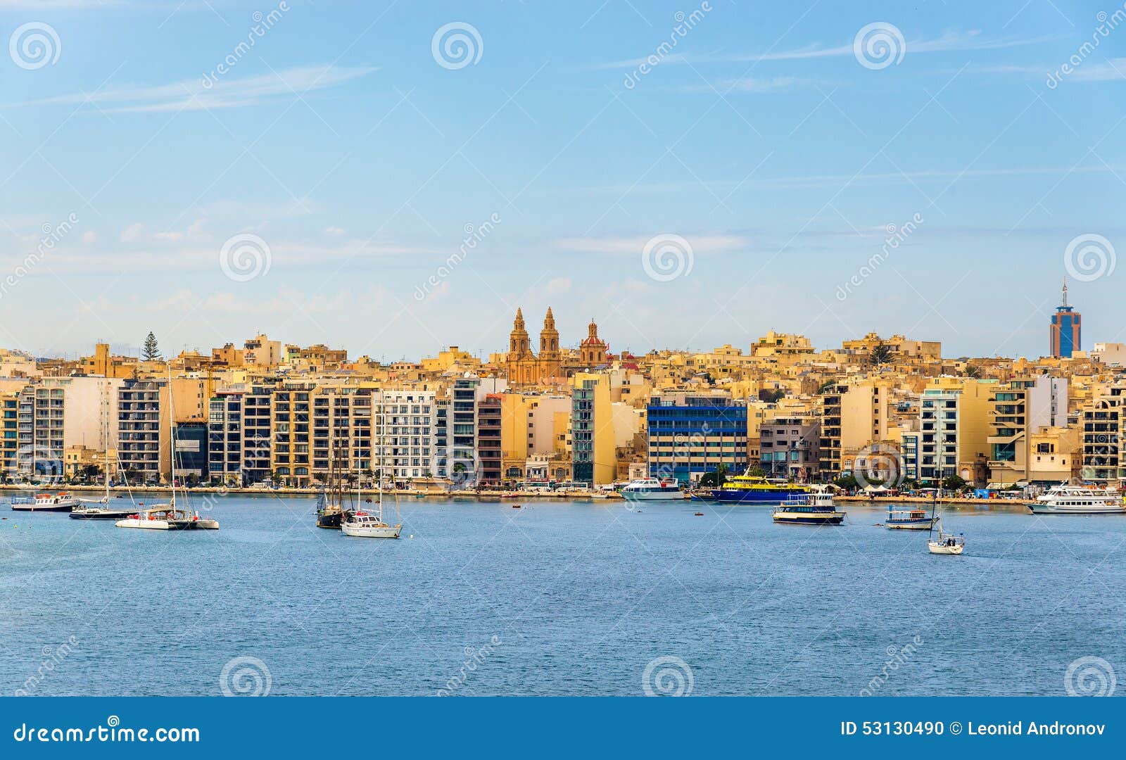View of Sliema Town - Malta Stock Photo - Image of landmark, maltese ...