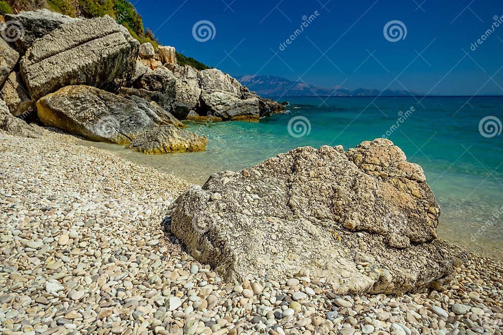 Small Pebble Beach on Zakynthos Stock Photo - Image of blue, landscape ...