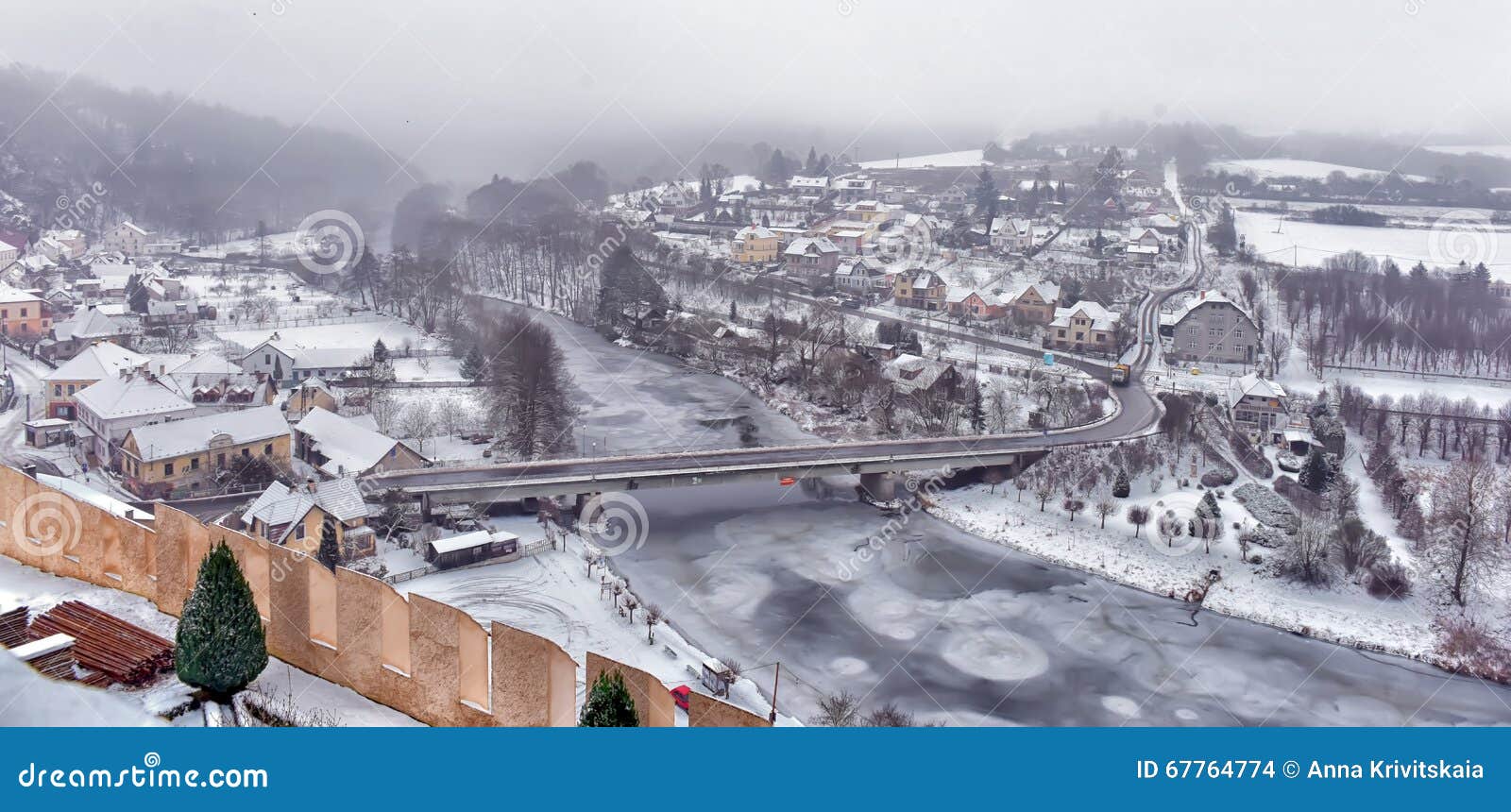 View on a Small Snow-covered Town Stock Photo - Image of countryside ...
