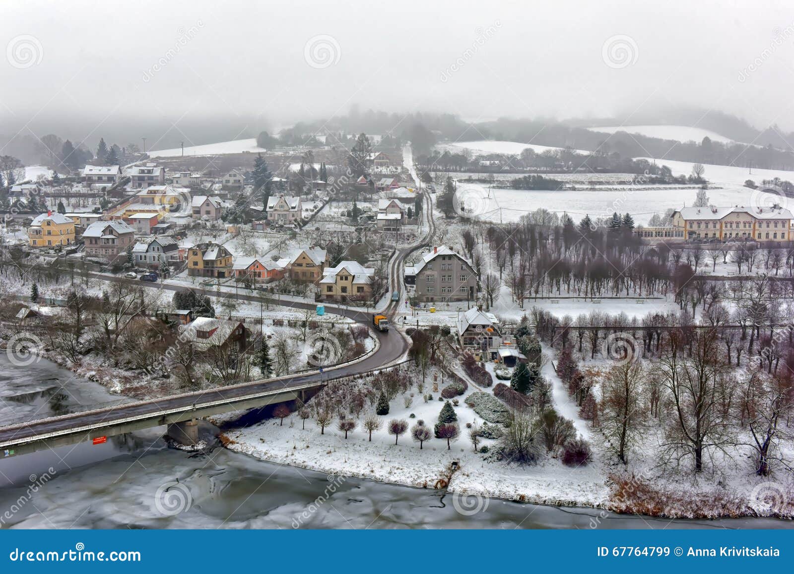 View on a Small Snow-covered Town Editorial Stock Image - Image of ...