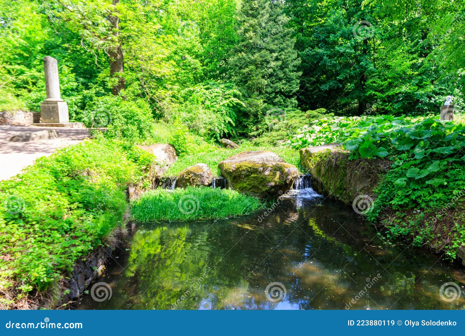 View of Small Stream and Truncated Column in Sofiyivka Park in Uman ...