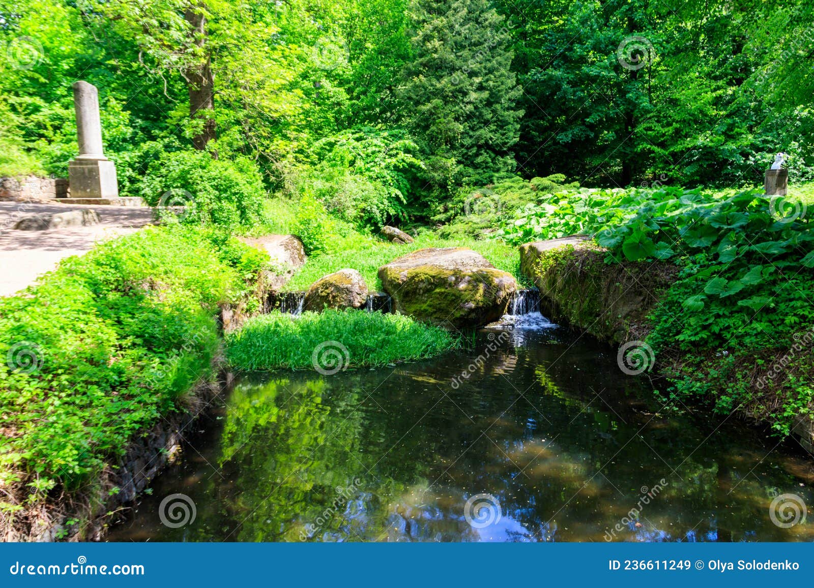 View of Small Stream and Truncated Column in Sofiyivka Park in Uman ...