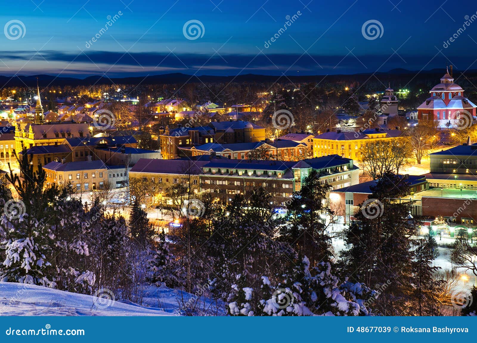 View of small swedish town stock image. Image of outdoor - 48677039
