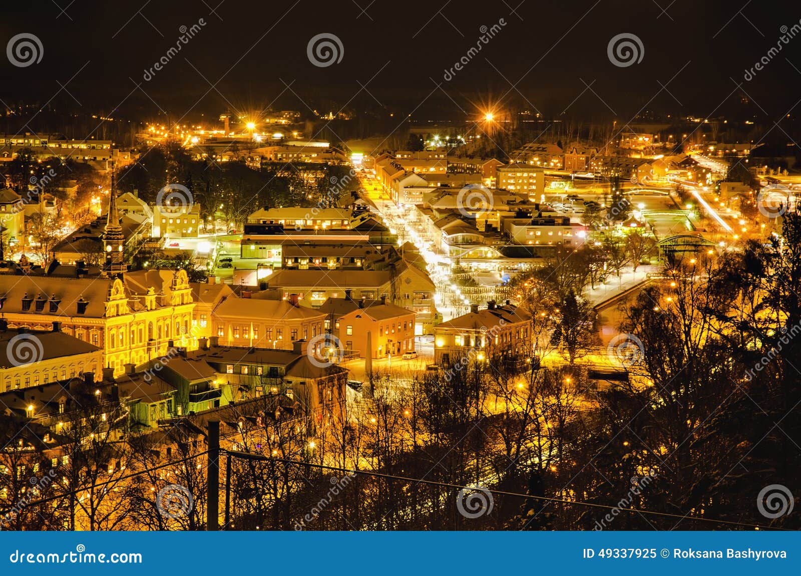 View of small swedish town stock image. Image of decoration - 49337925