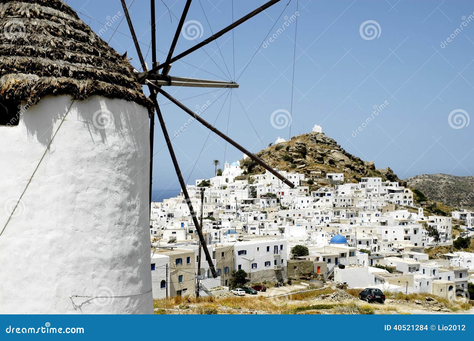 View of the Small Town of Chora in Ios Island Stock Photo - Image of ...