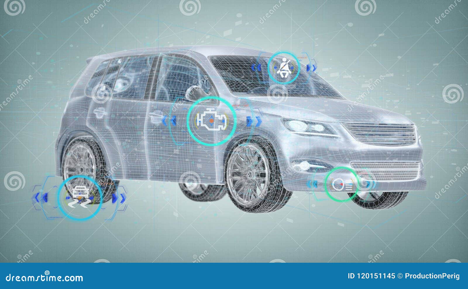 Smartcar Checking on a Background 3d Rendering Stock Image - Image of ...