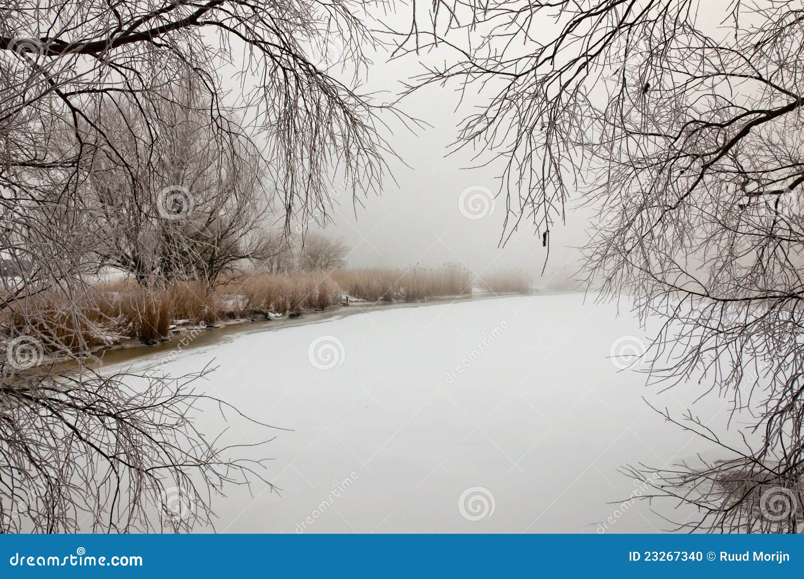 View at the Snowy Ice of a Small Lake Stock Photo - Image of europe ...