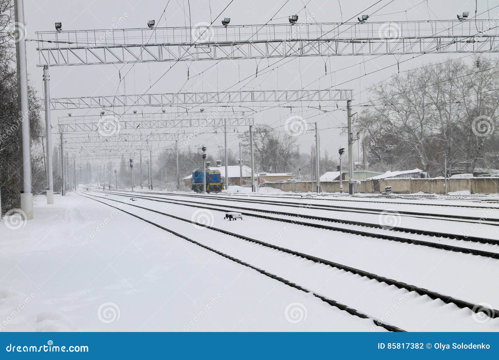 View on the Snowy Railroad Tracks on Winter Stock Photo - Image of ...