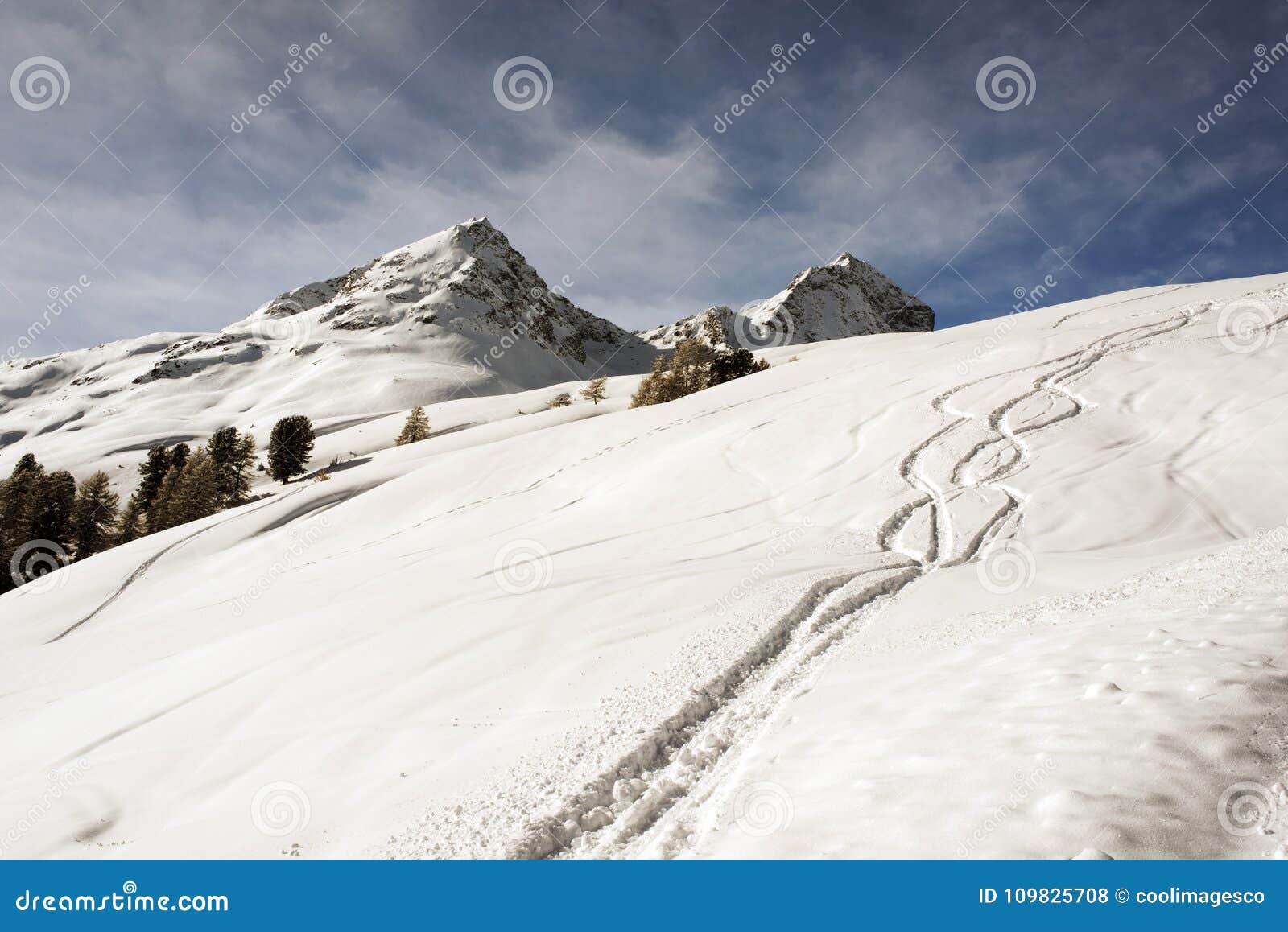 A View of a Snowy Ramp and Mountains in the Alps Switzerland Stock ...