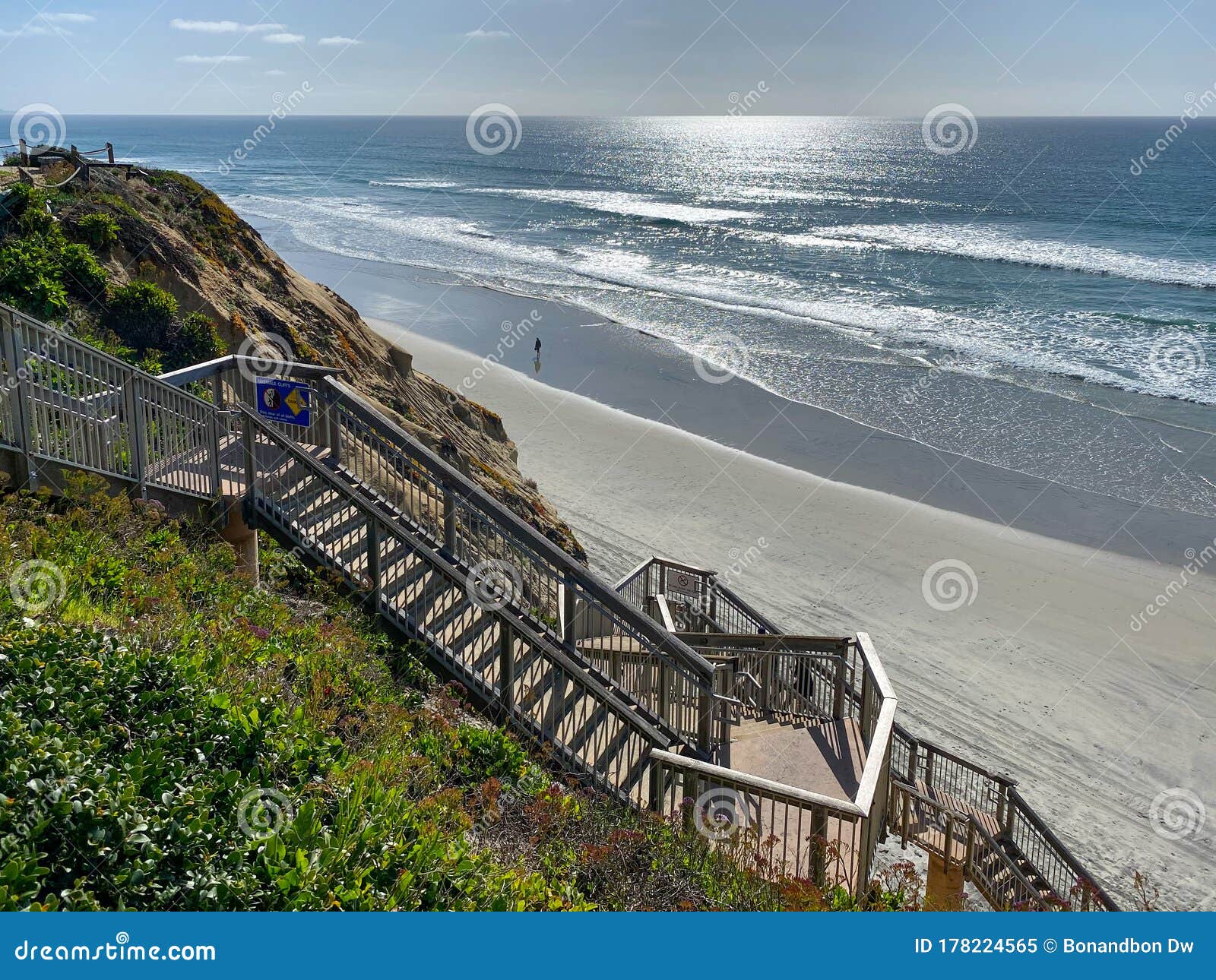 A View of Solana Beach from the Top of the Cliff with Beach Access ...