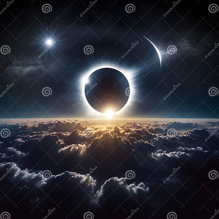 A view of a solar Eclipse stock illustration. Illustration of night ...