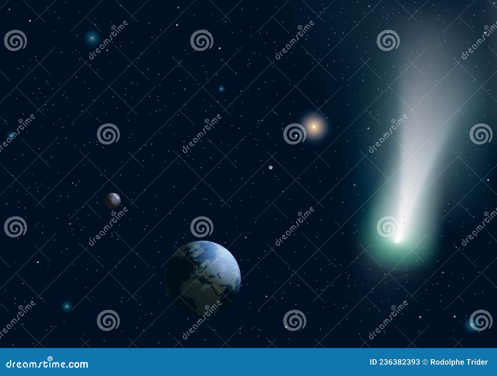 A View of the Solar System, with a Shooting Star Hovering Over the ...