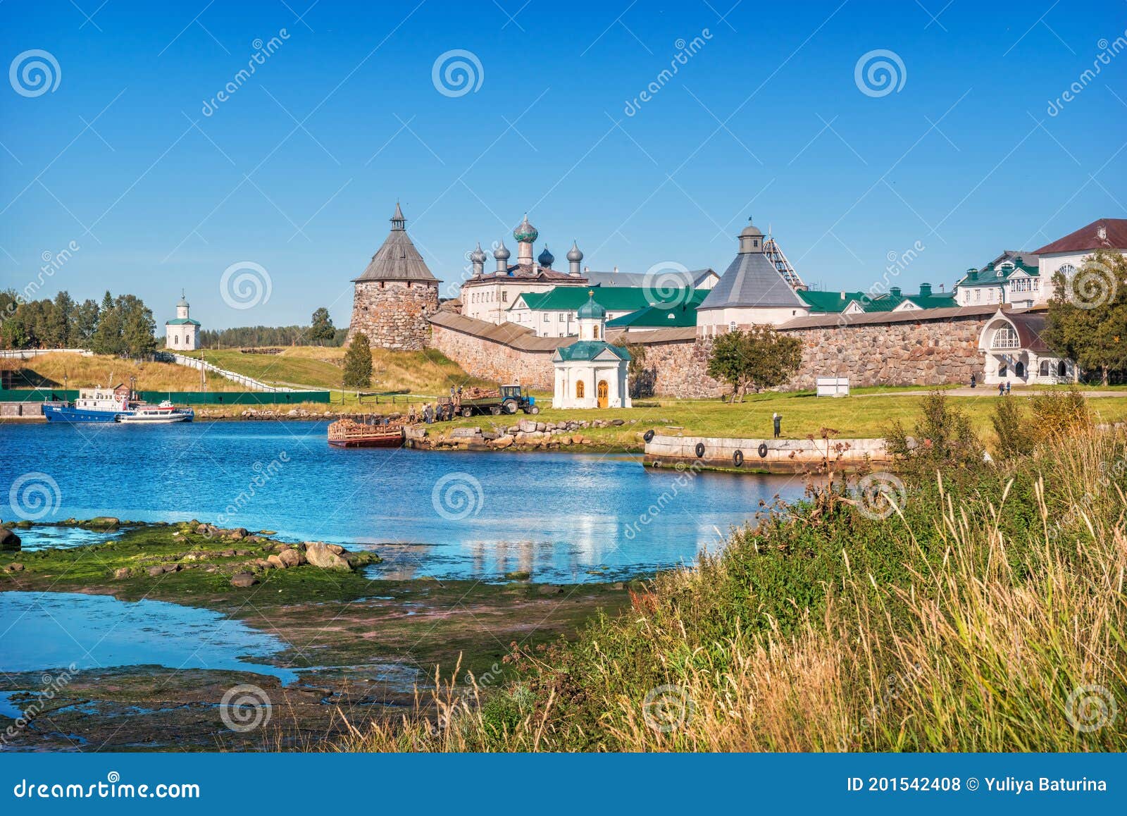 View of the Solovetsky Monastery from the Bay of Prosperity Stock Photo ...