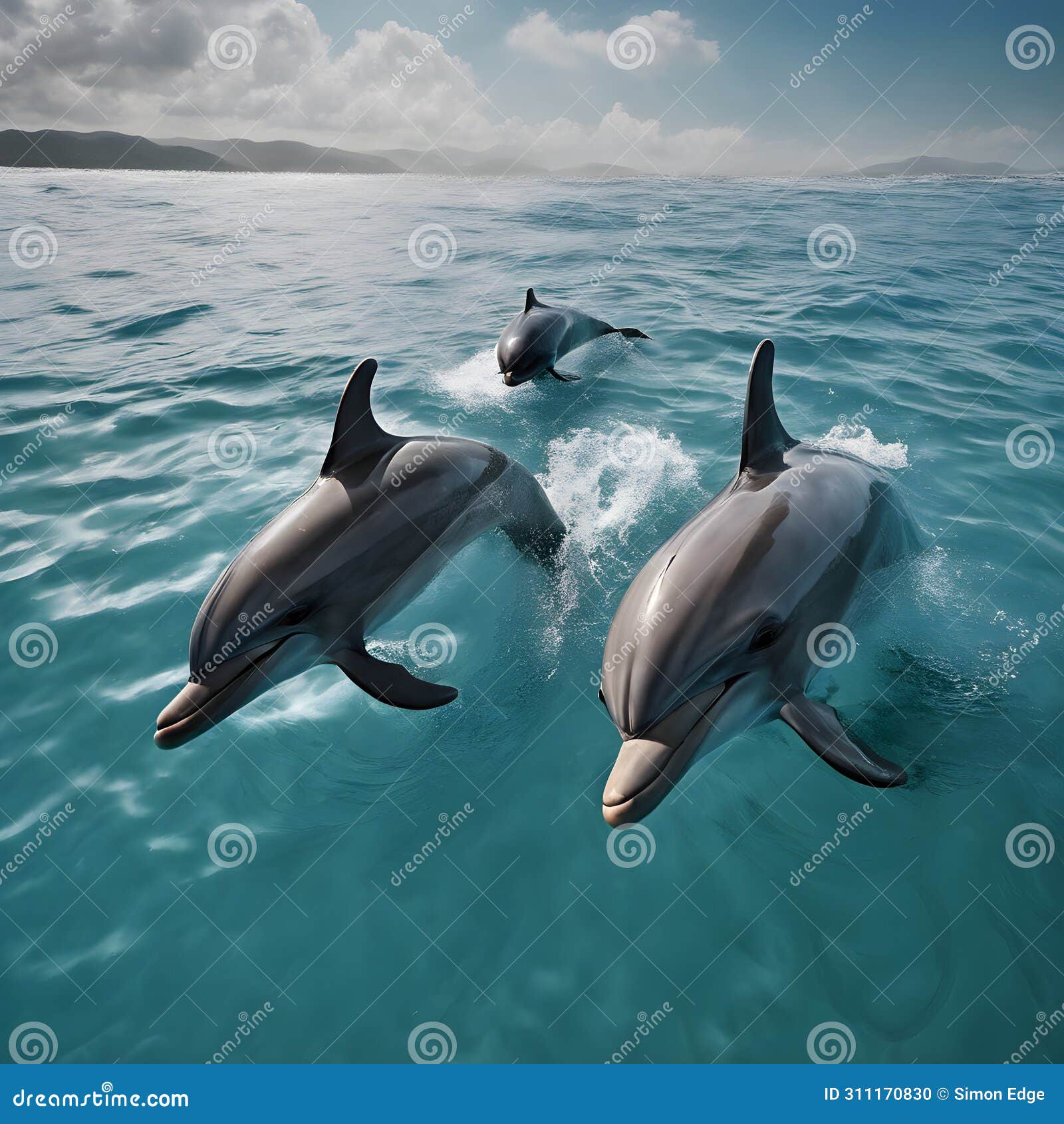 A View of Some Dolphins in the Sea Stock Illustration - Illustration of ...