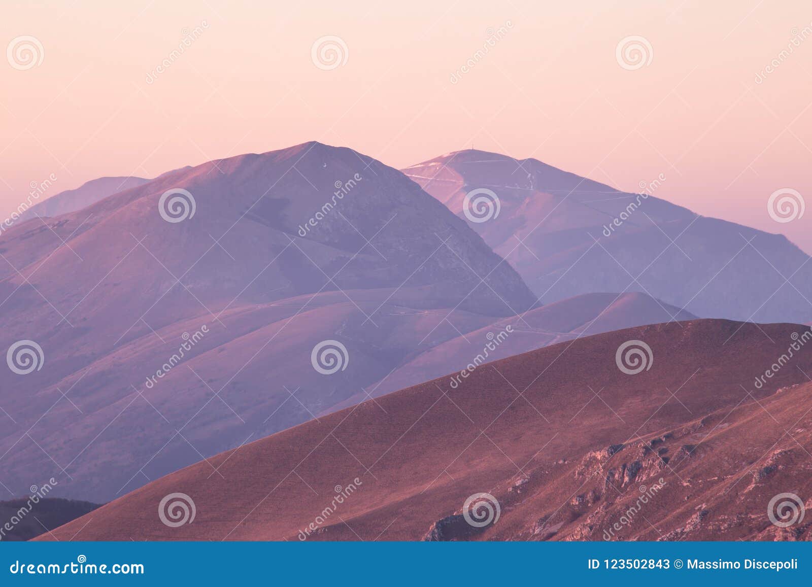A View of Some Mountains Top, with Beautiful, Warm Sunset Colors Stock ...
