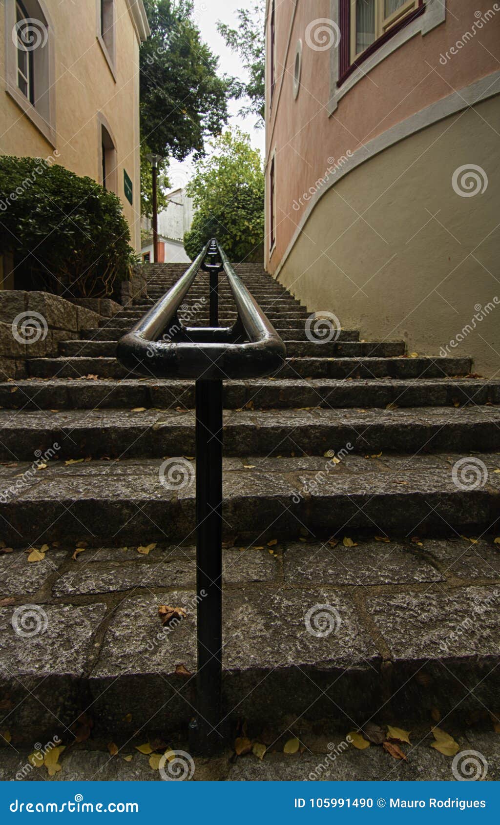 Stairs between Two Buildings Stock Photo - Image of pathway, path ...