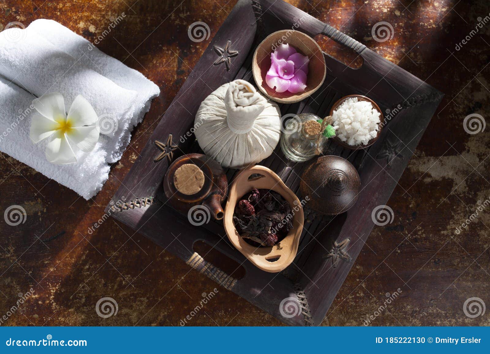 Spa Theme Objects on Color Vintage Authentic Back Stock Photo - Image ...
