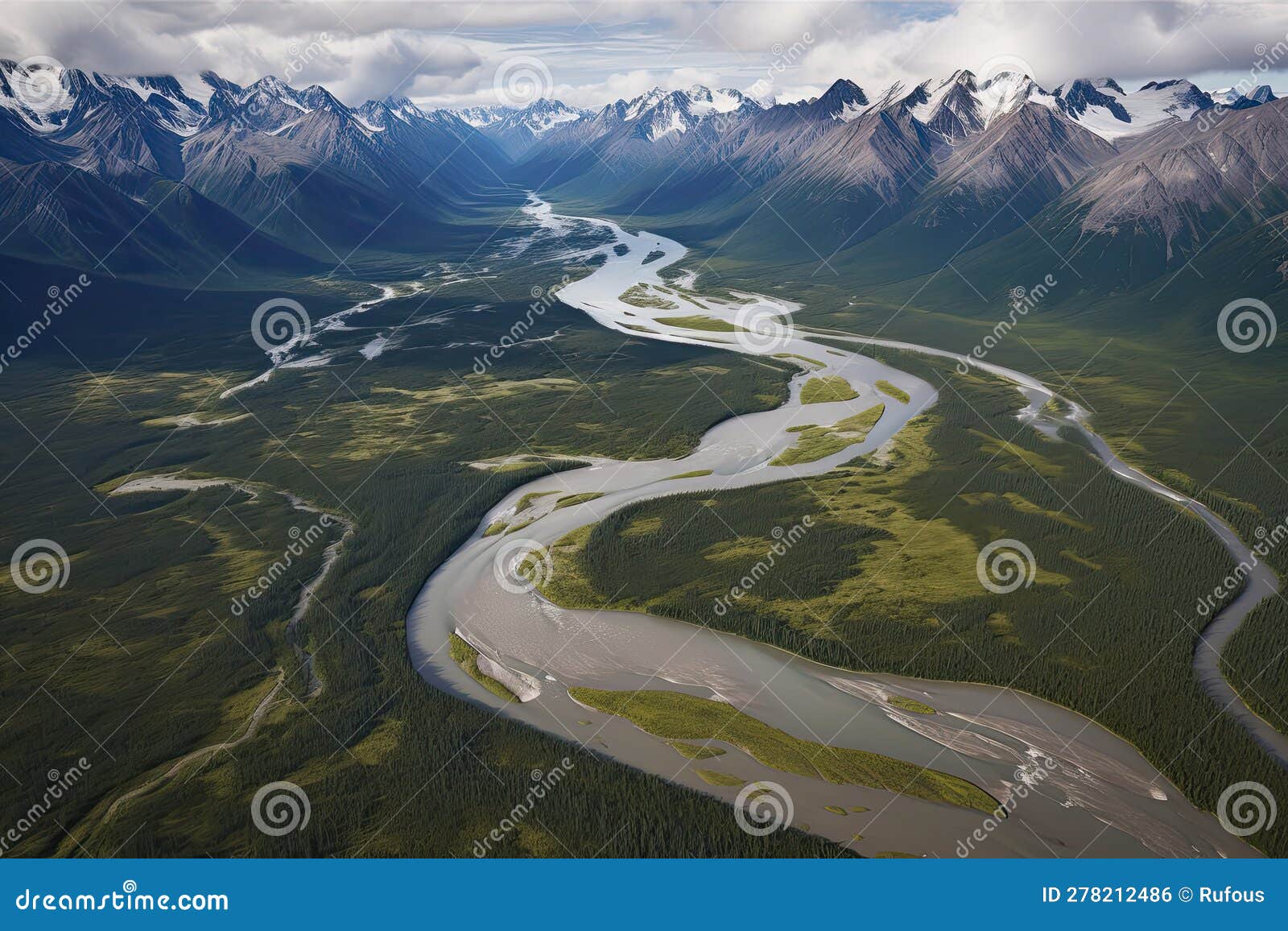 View from Space on the Delta of Yukon River Stock Illustration ...