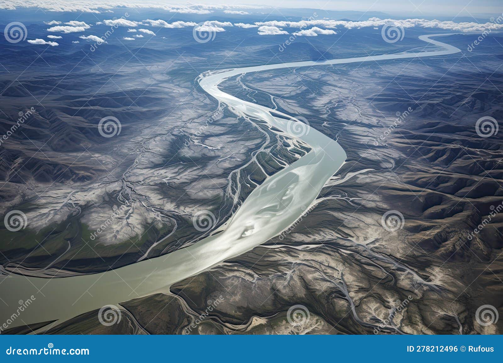 View from Space on the Delta of Yukon River Stock Illustration ...