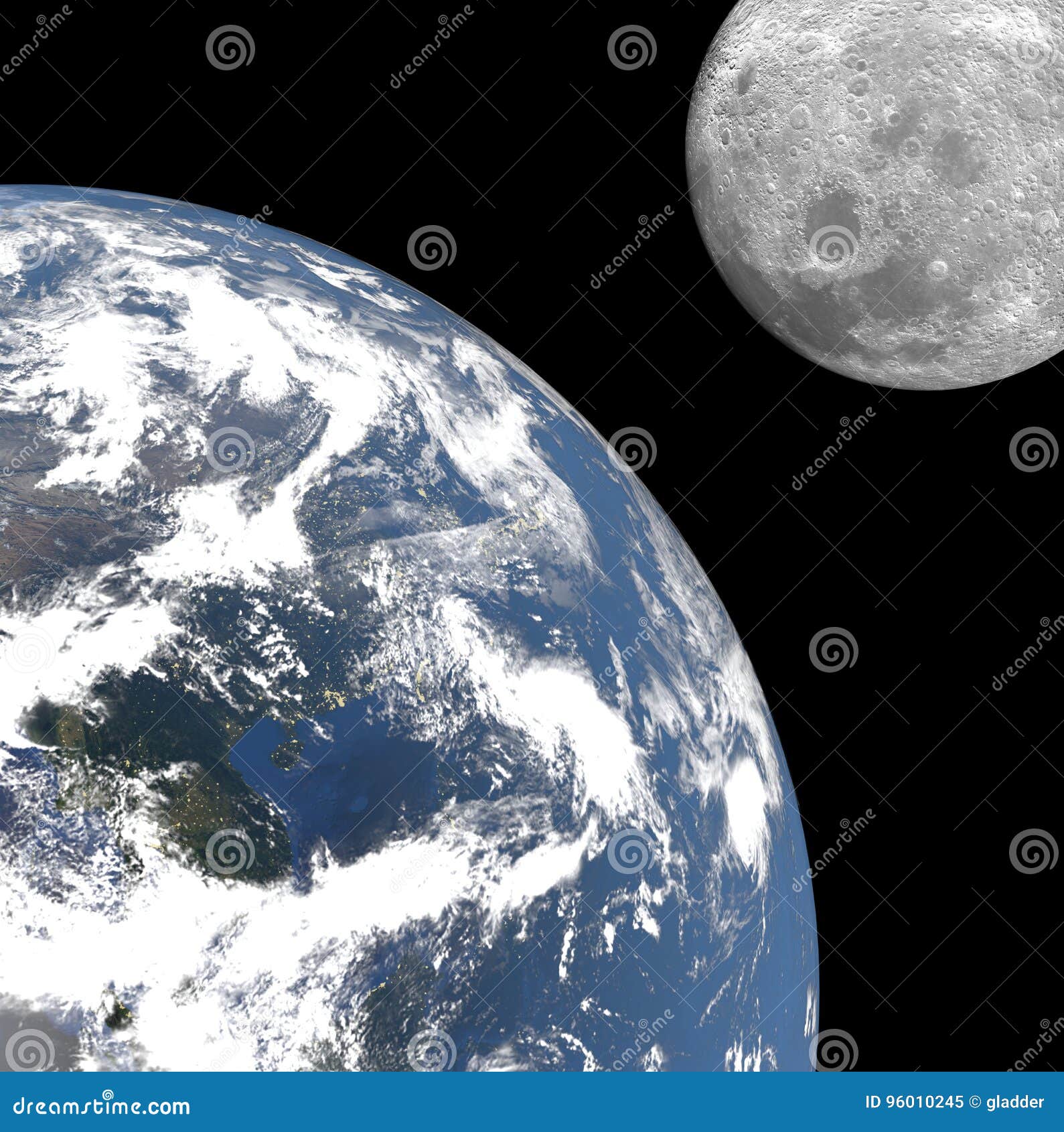 A View from Space of the Earth and the Moon in High Resolution Stock ...
