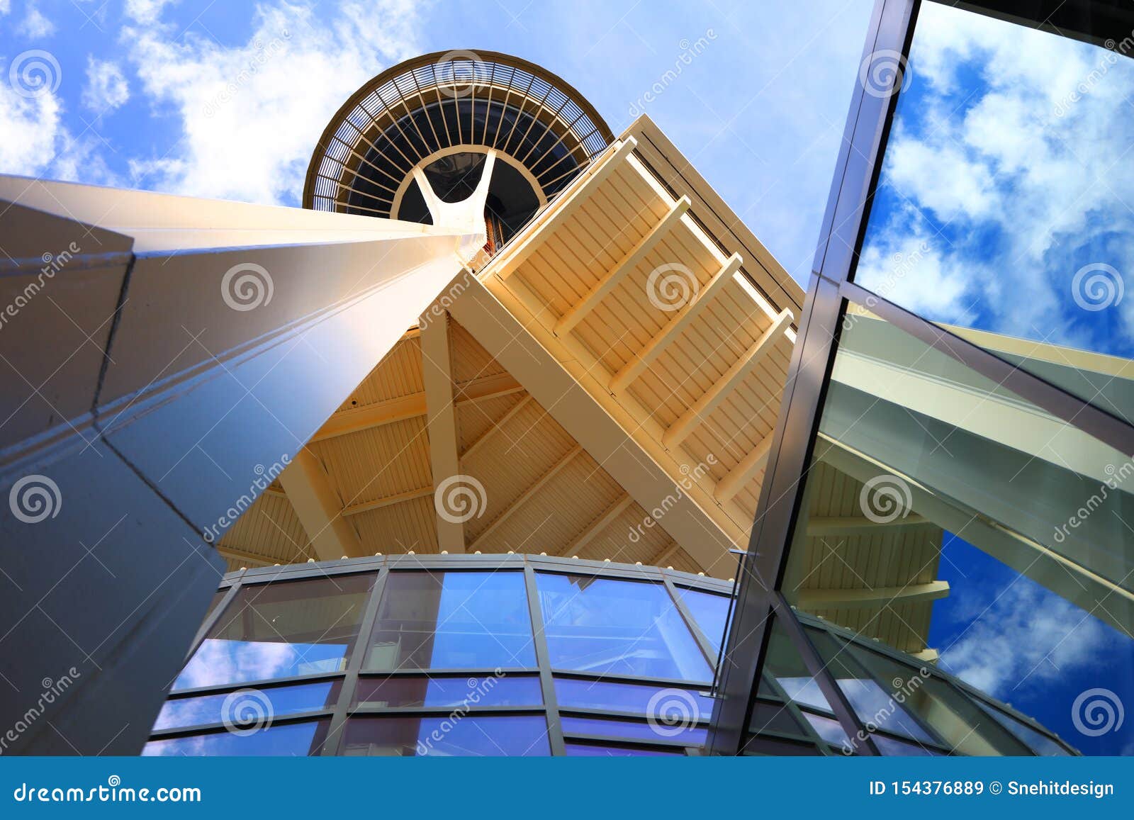 Space Needle in Seattle from the Ground Editorial Stock Image - Image ...