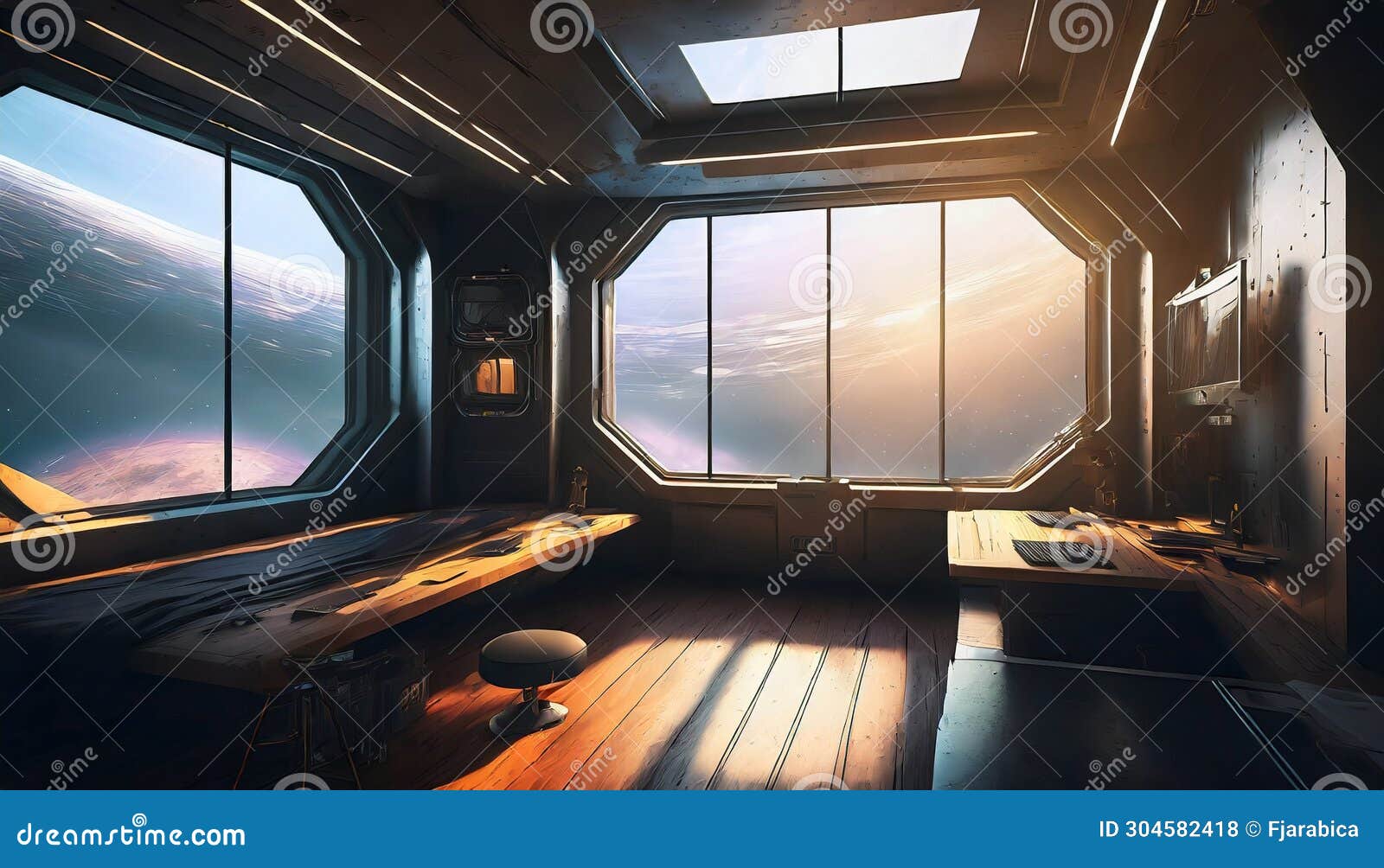 View from Spaceship View into Space Stock Illustration - Illustration ...