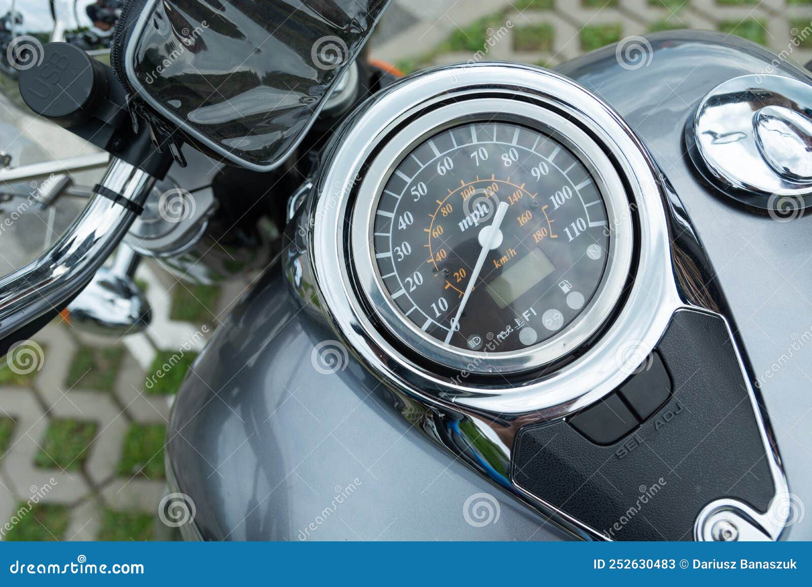 View of the Speedometer on the Fuel Tank of a Motorcycle Stock Image ...