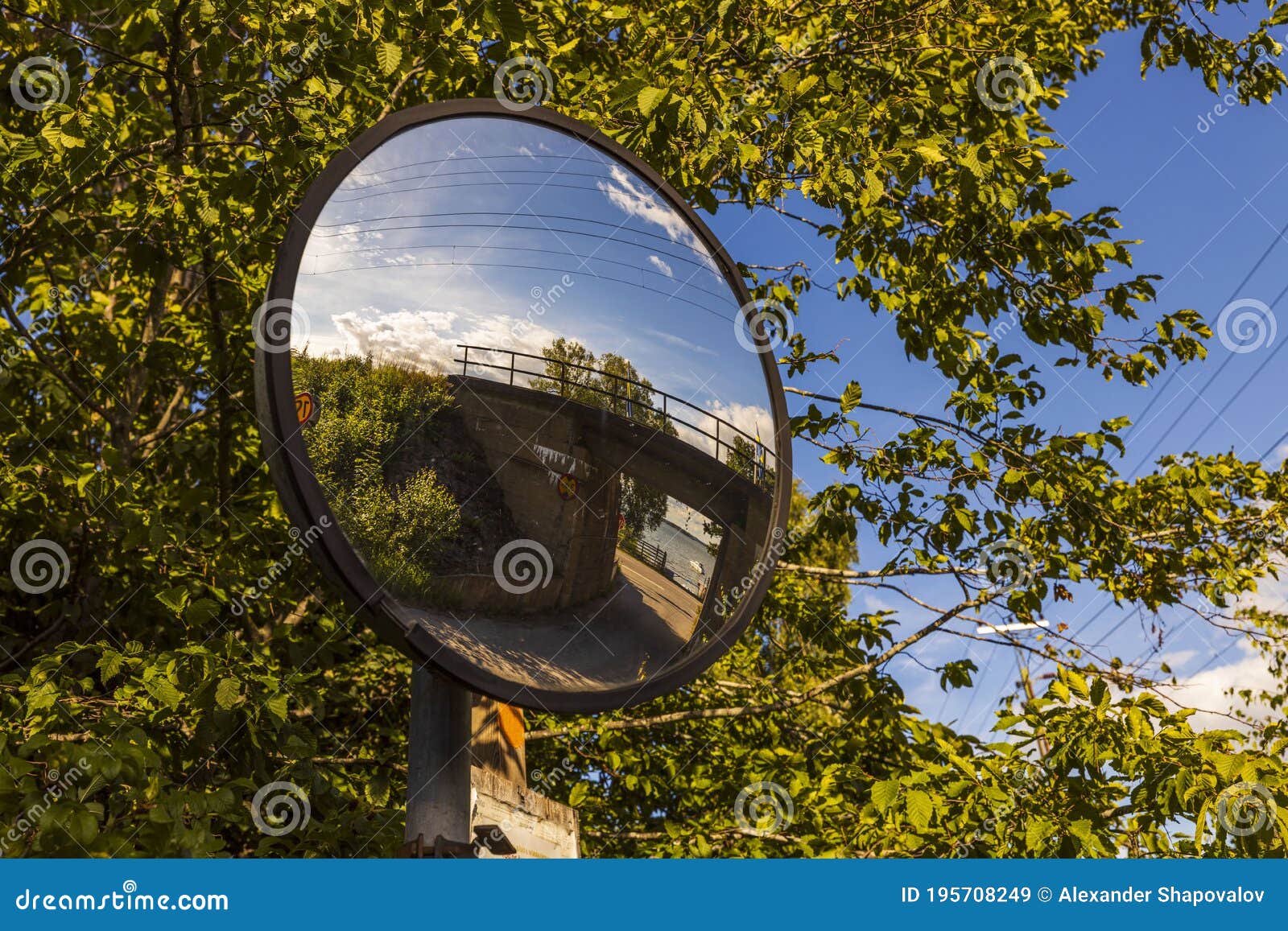 View of Spherical Viewing Mirror for so-called Dead Zone. Stock Image ...