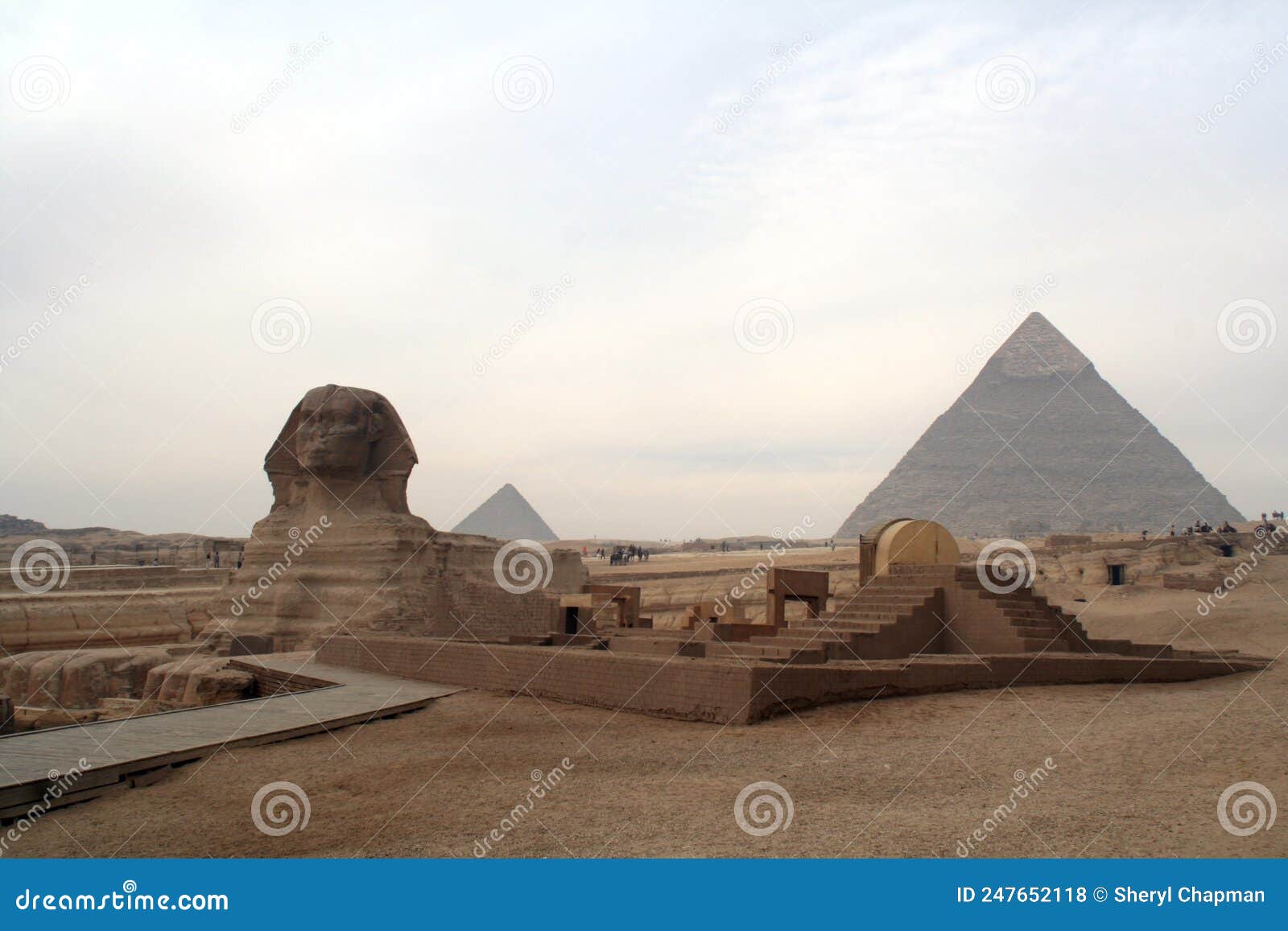 View of the Sphinx with the Great Pyramid in Background on the Giza ...
