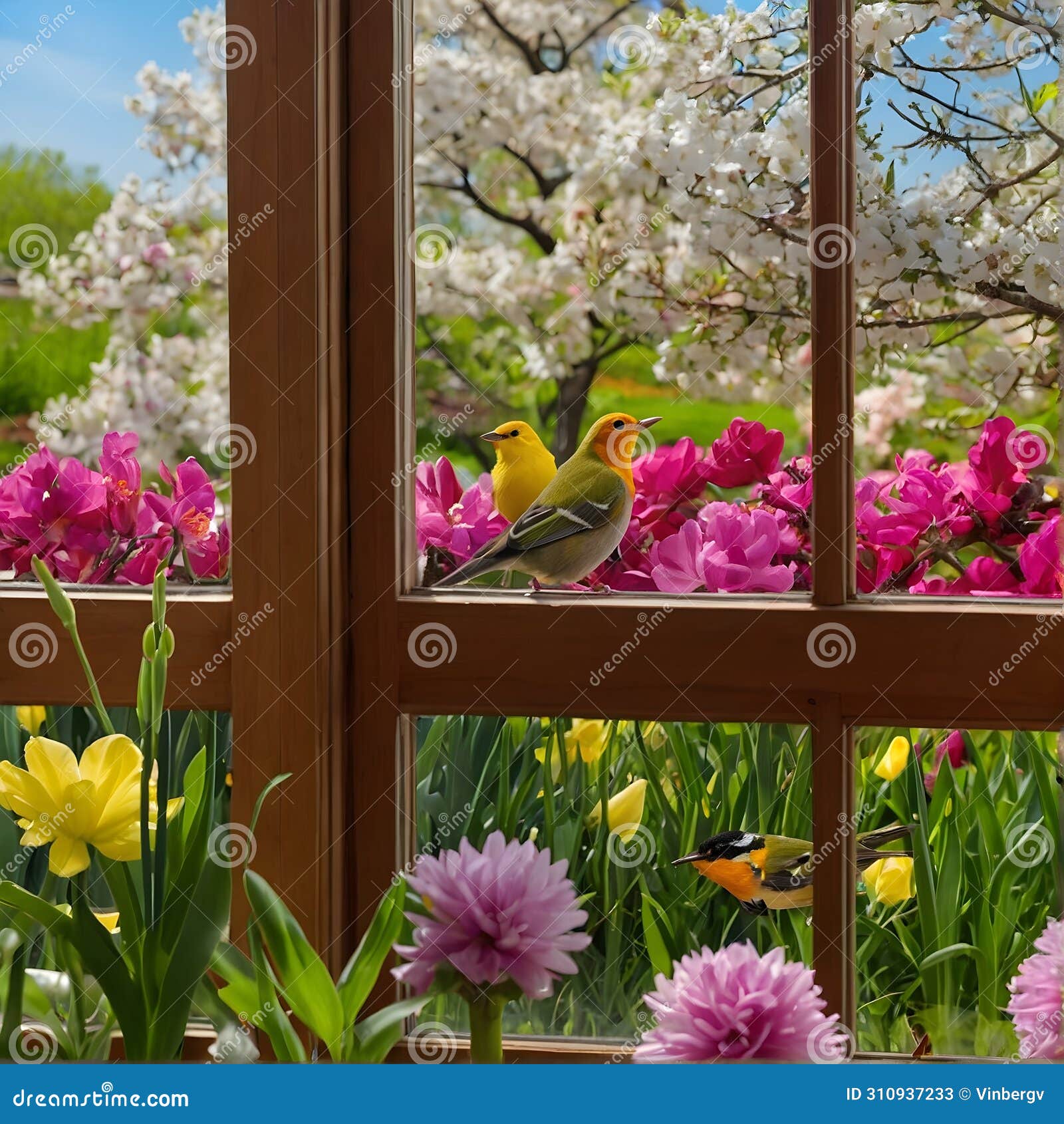 View of the Spring Garden and the Valley through the Windows Stock ...