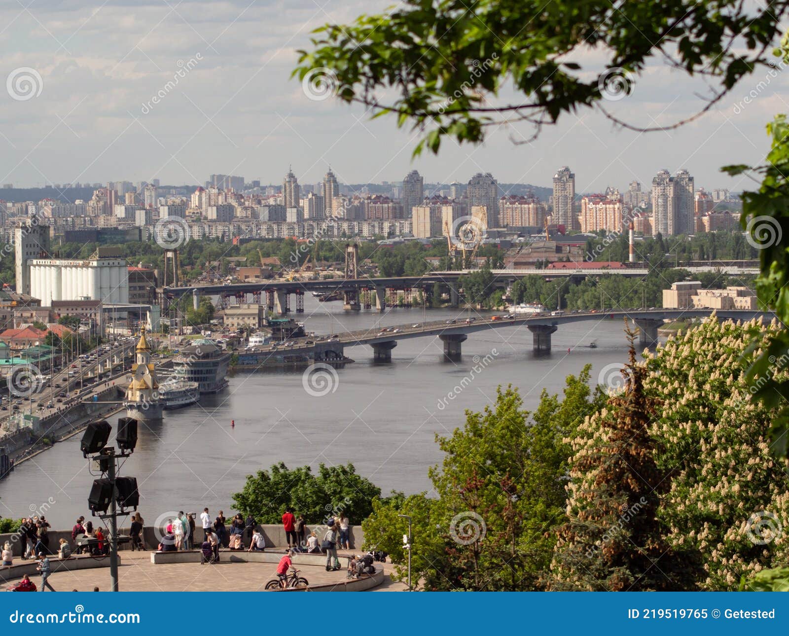 View of Spring Kiev from Khreshchaty Park Stock Image - Image of trees ...