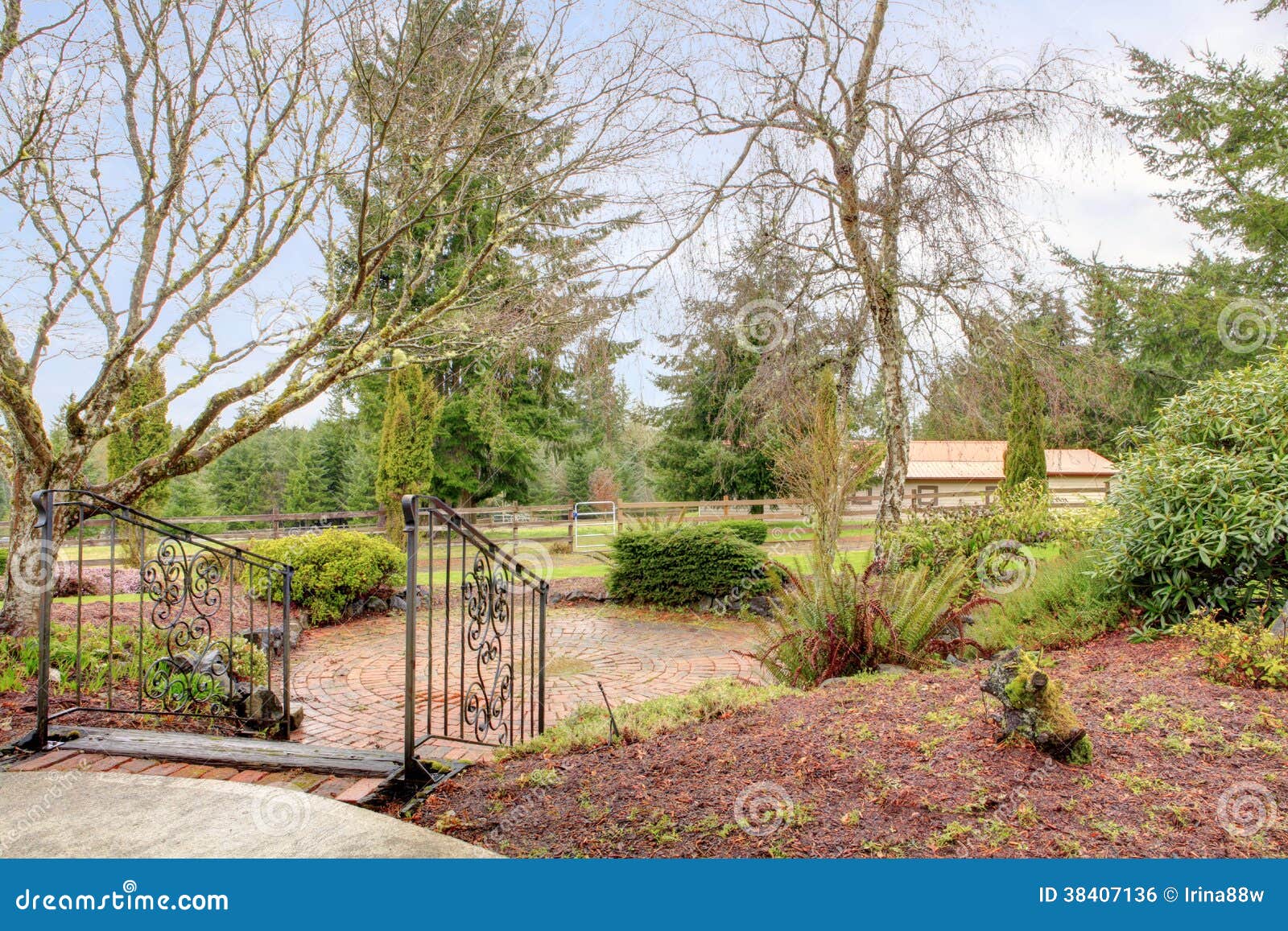 View of the Stable Barn from the Deck Stock Photo - Image of land ...