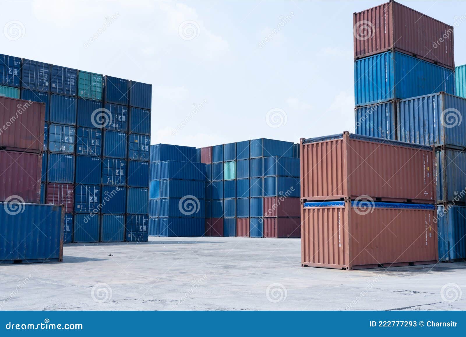 View of Stack of Containers at Carog Container Logistics Industry Site ...