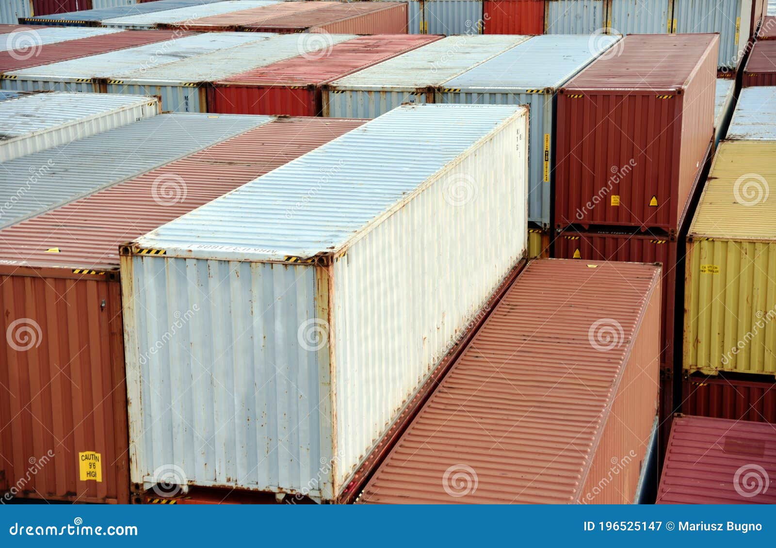 Stack of the Containers Loaded on Deck of the Cargo Ship. Stock Image ...
