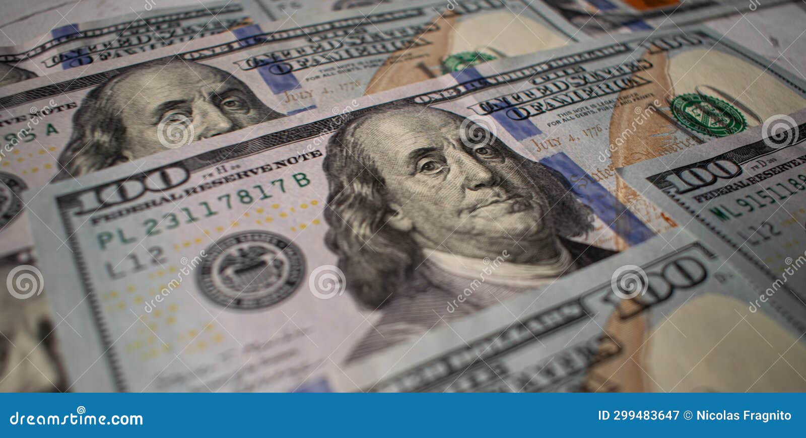 View of Stacked 100 Dollar Bills Stock Image - Image of background ...