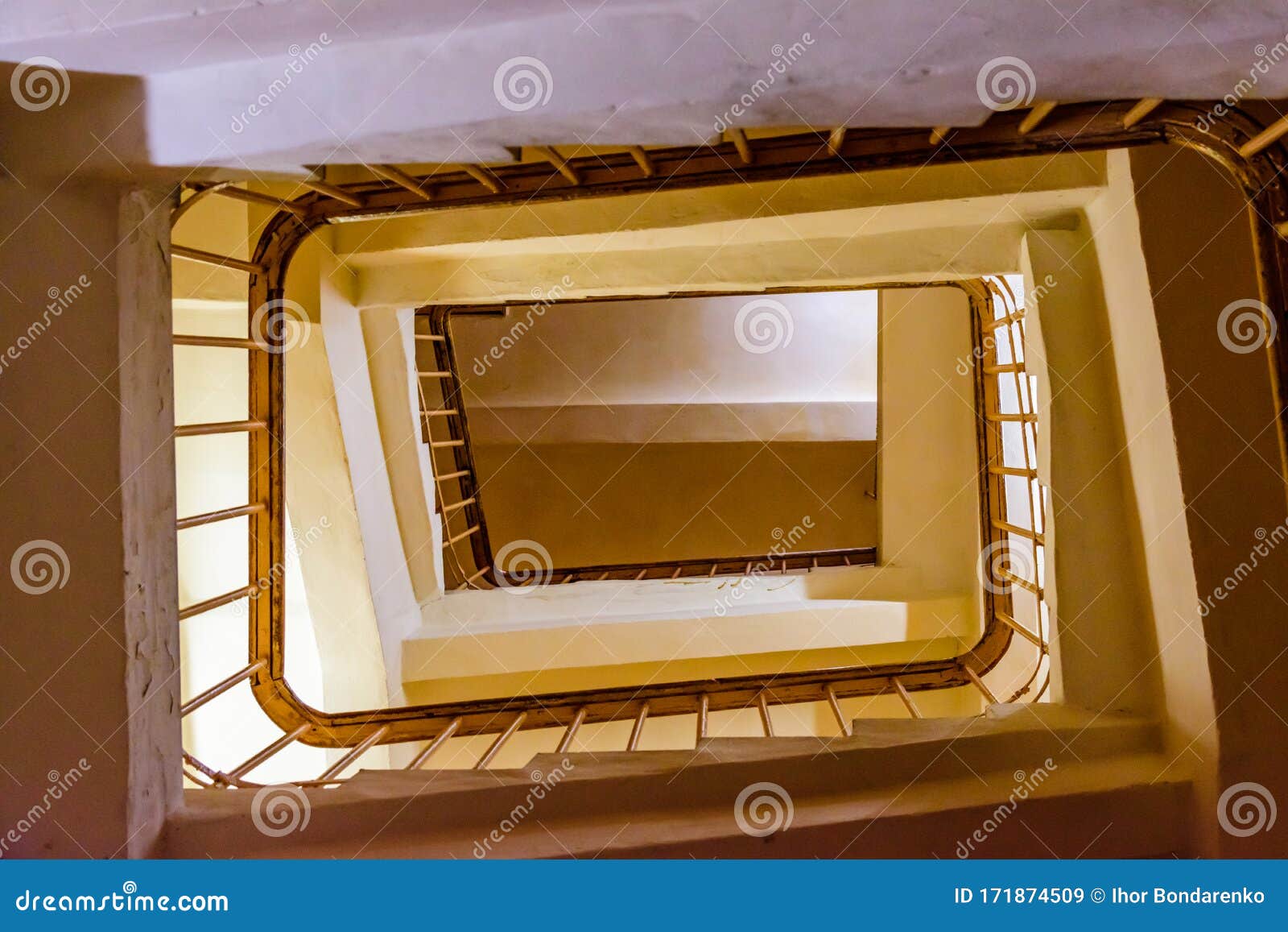 View on the Staircase from the Bottom Stock Image - Image of infinity ...